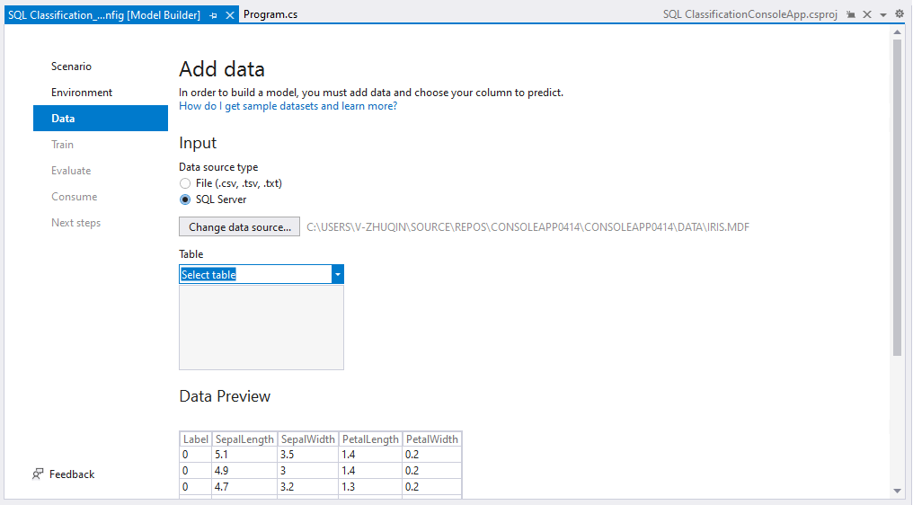 The results of "Table" and "Column to predict (Label)" options lost for ...