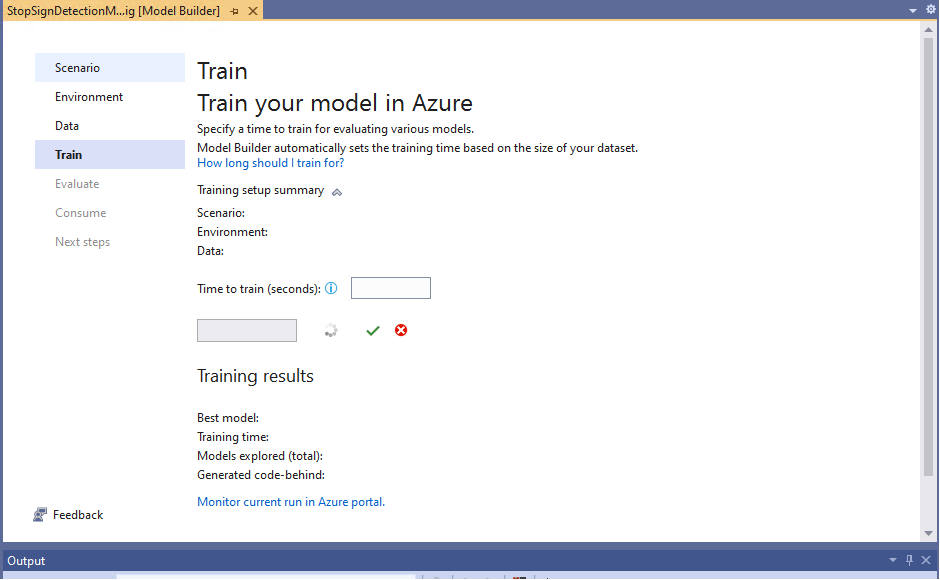 The Azure environment need to set up again and the trained result is ...