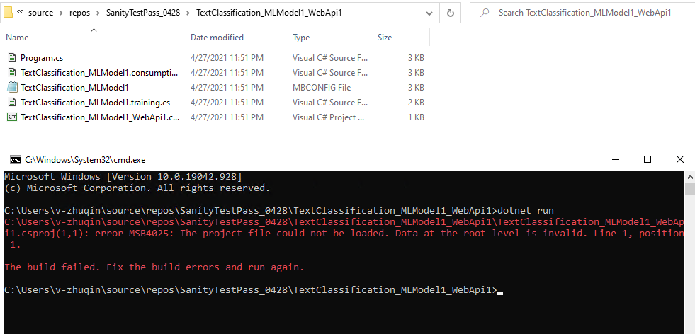 Model Builder Error The Project File Could Not Be Loaded When Want To Add Web Api Sample 0705