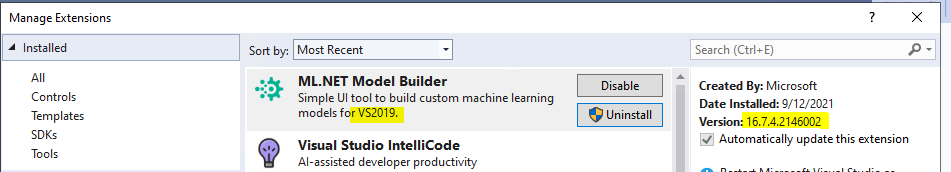 Cannot Add machine learning in VS2019 if installed VS2022. · Issue #1678 · dotnet ...