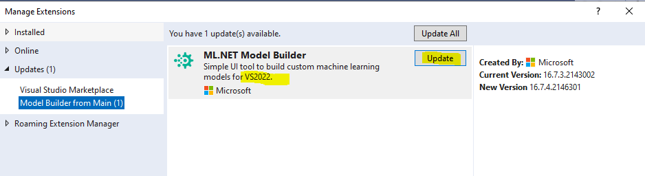 Cannot Add machine learning in VS2019 if installed VS2022. · Issue #1678 · dotnet ...