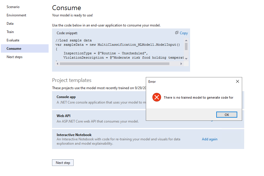 Error for refusing overwrite Notebook project on Consume page. · Issue ...