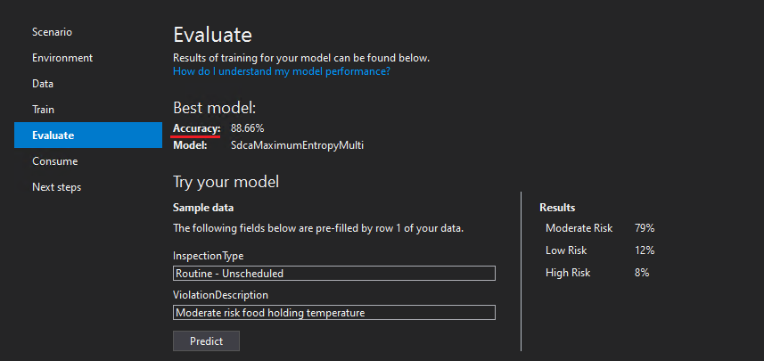 Display incorrect evaluation metrics on Train and Evaluate pages for ...