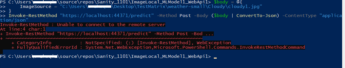 Running Web API fail for Image classification. · Issue #1889 · dotnet/machinelearning ...