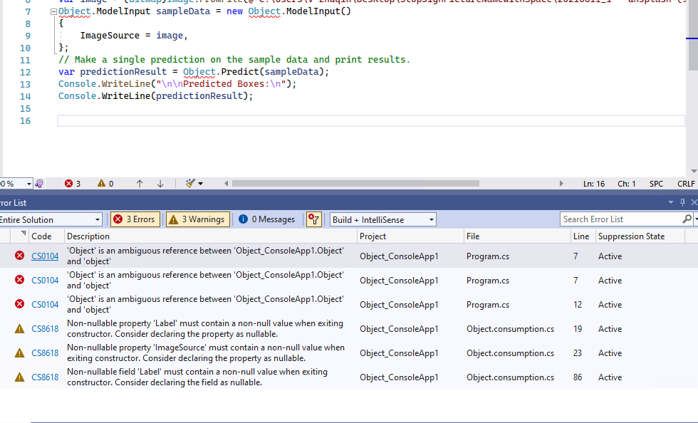 Run errors for the generated ConsoleApp project of Object detection scenario. · Issue #1948 ...