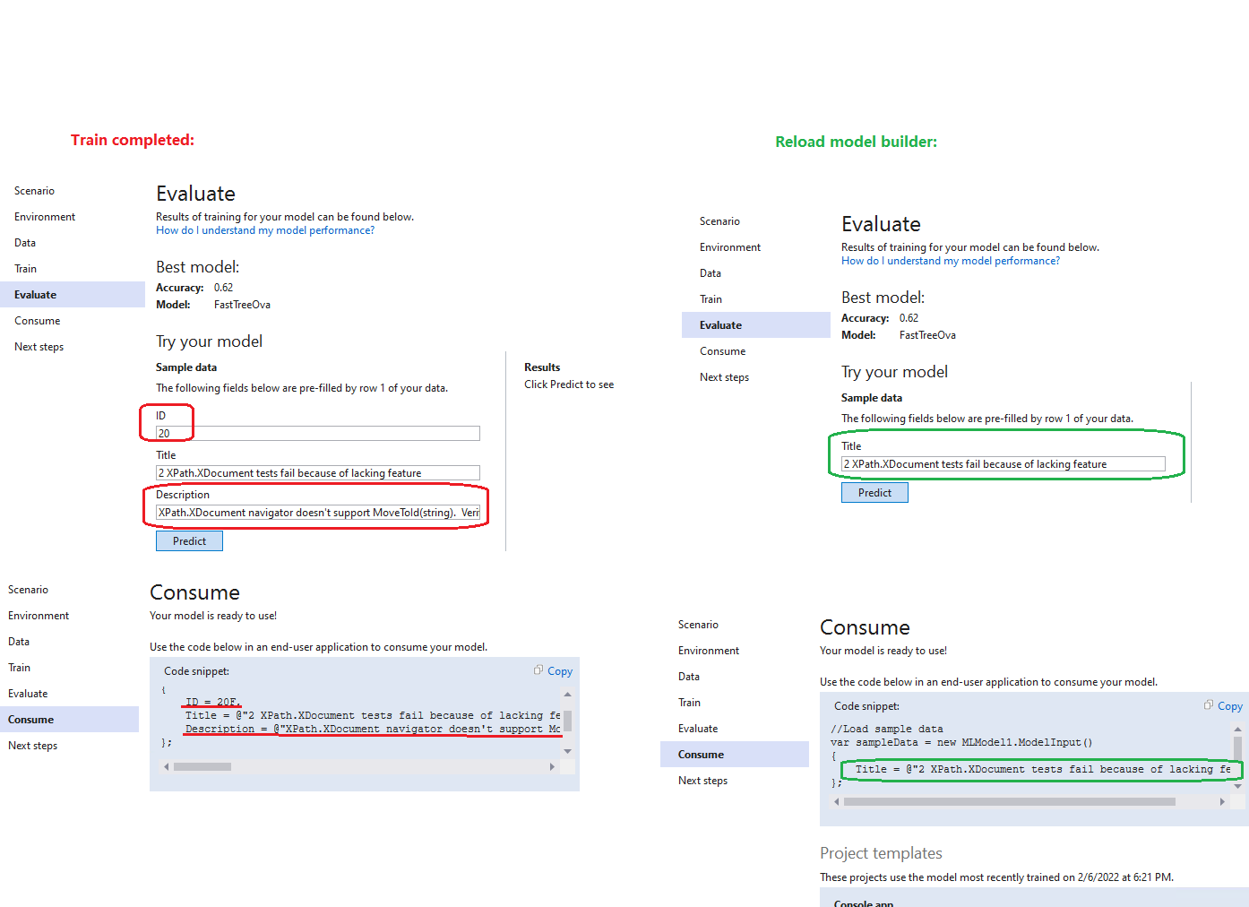 The ignore settings will not be reflected on Evaluate page and Code ...