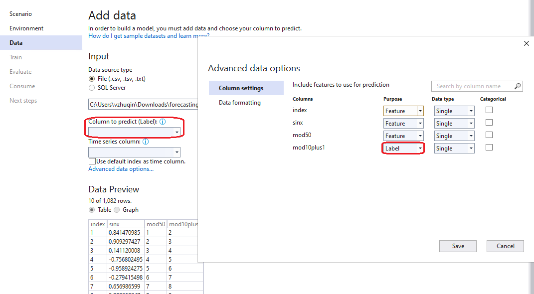 The settings in Advanced Data options do not work for Forecasting. · Issue #2015 · dotnet ...