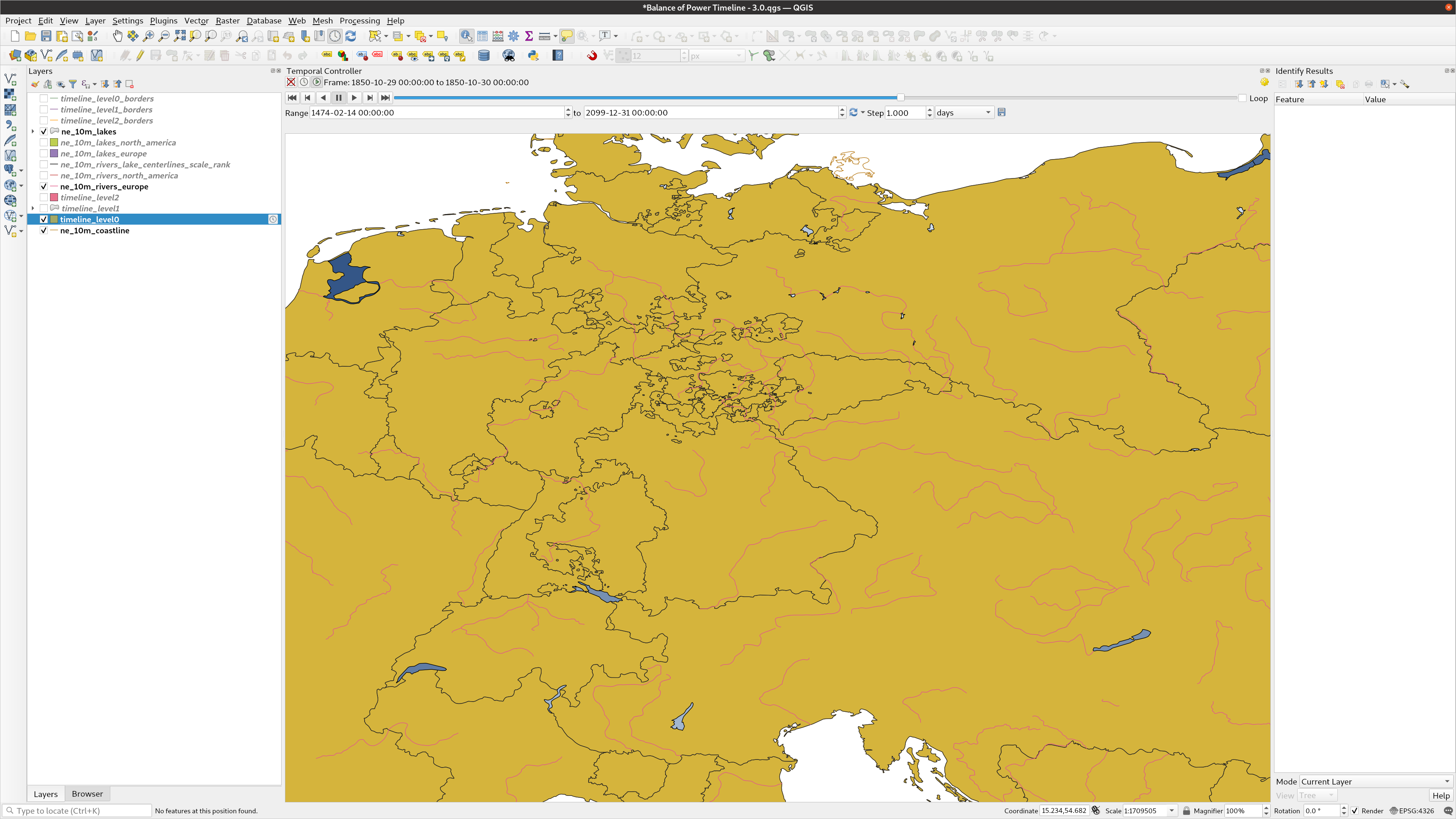 When in Temporal Controller mode, the Identify Features tool selects ...
