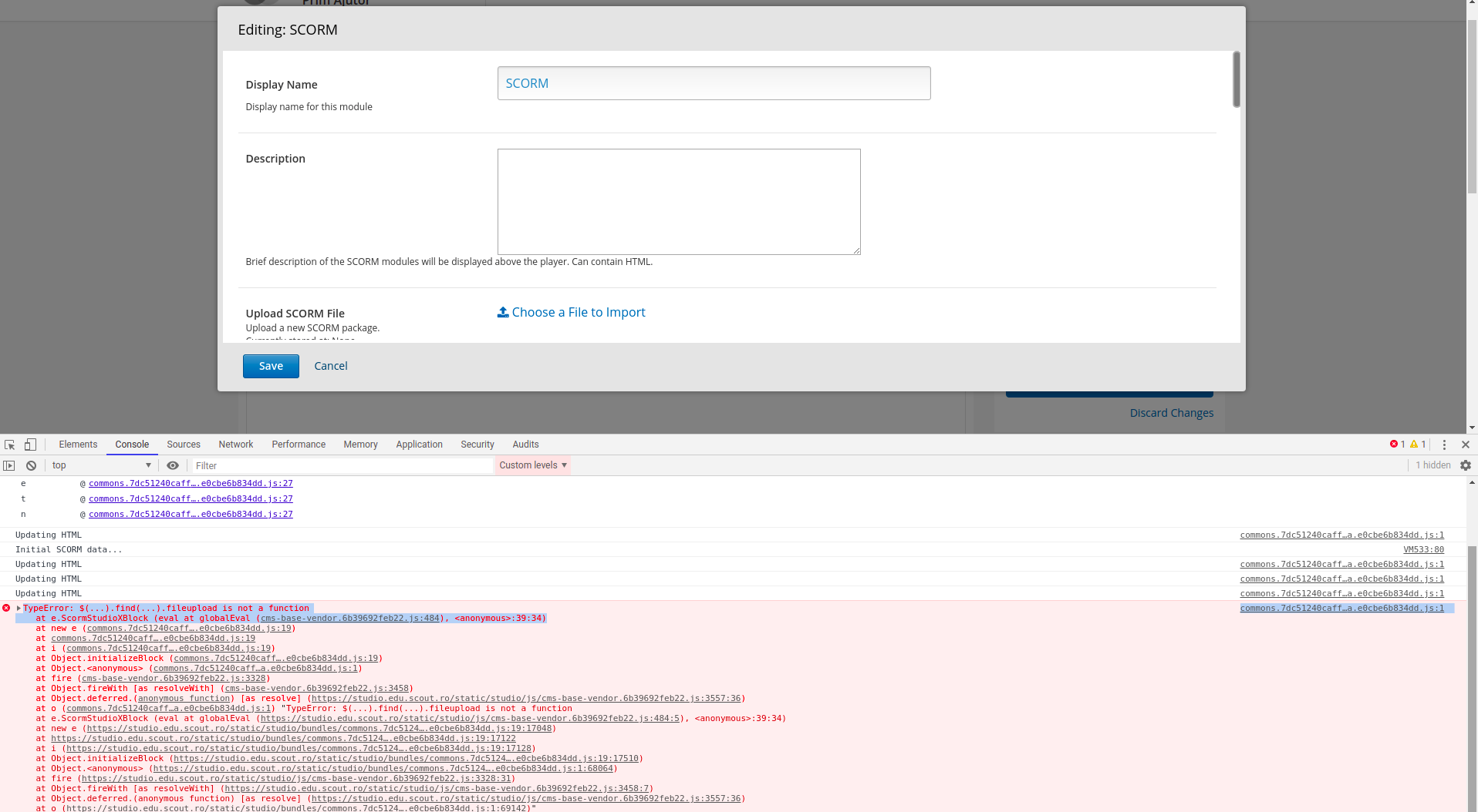 JavaScript error when opening the Edit screen · Issue #46 · mckinseyacademy/xblock-scorm · GitHub