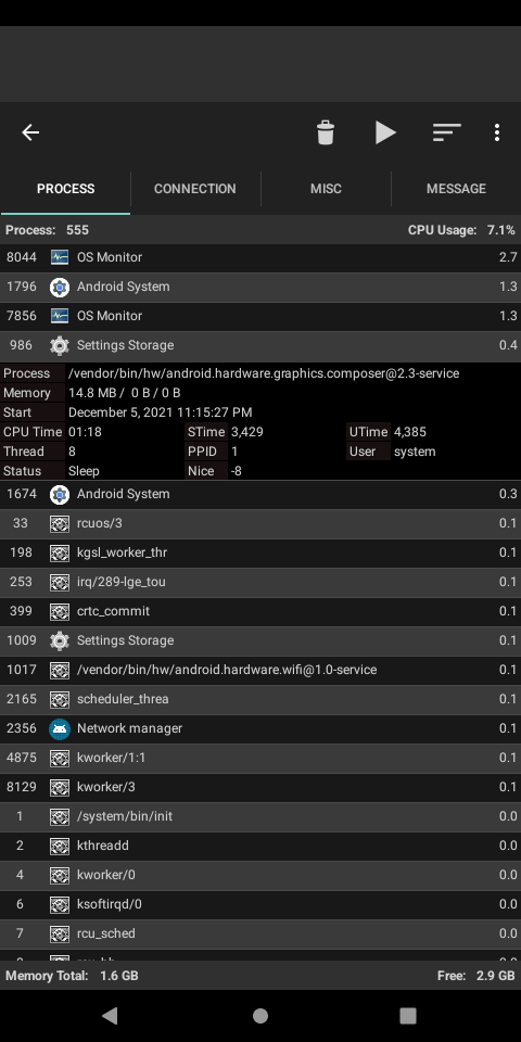 "/vendor/bin/hw/android.hardware.graphics.composer@2.3-service" Continues to Use CPU Usage even ...