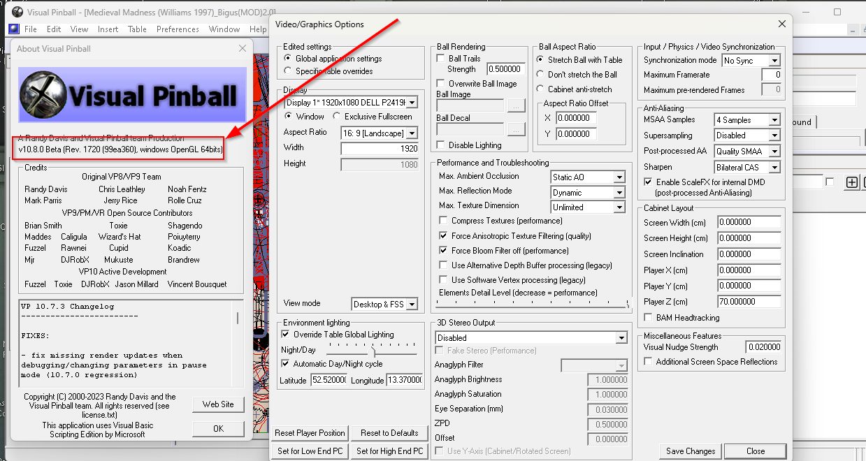 Almost there... Bugs using VPX GL64 (VR) - 10.8.0 Rev. 1720 (99ea360) · Issue #1093 · vpinball ...