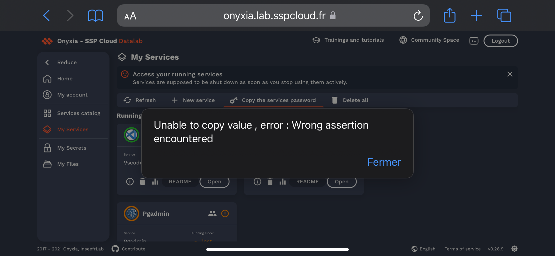Can't copy Service Password on iPhone · Issue #277 · InseeFrLab/onyxia · GitHub