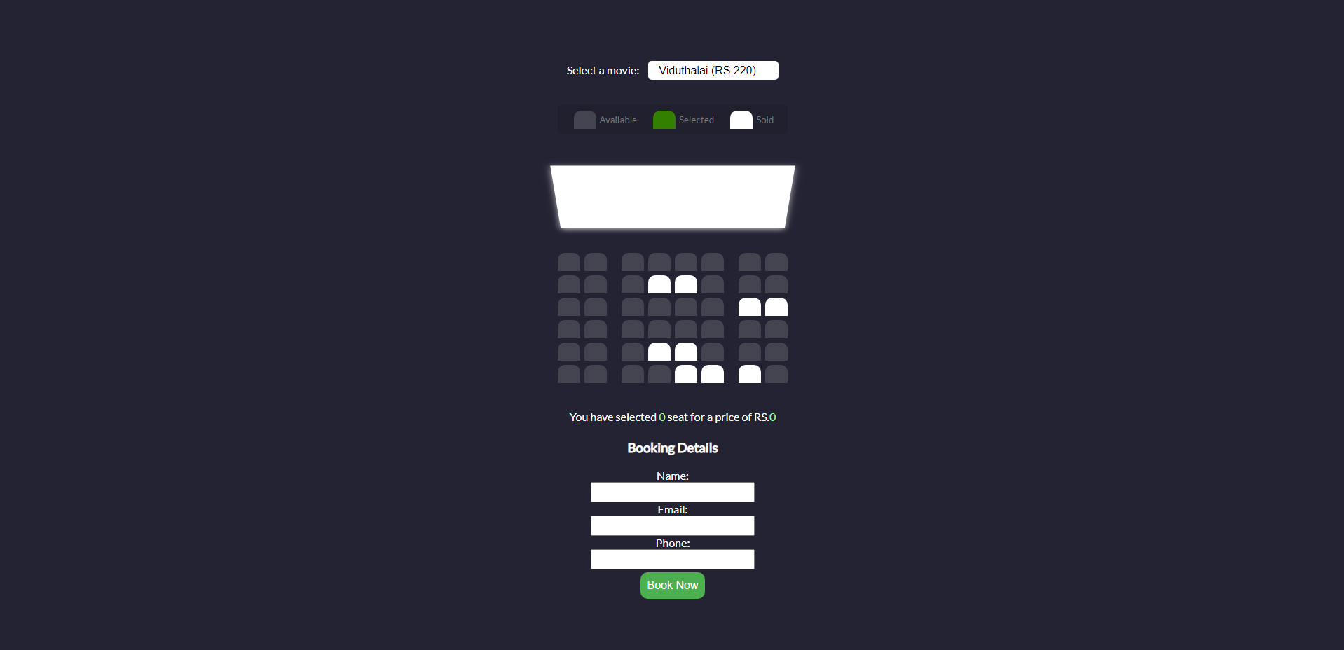 GitHub - Rasik07/Movie_ticket_booking: I developed a simple frontend for movie ticket booking ...