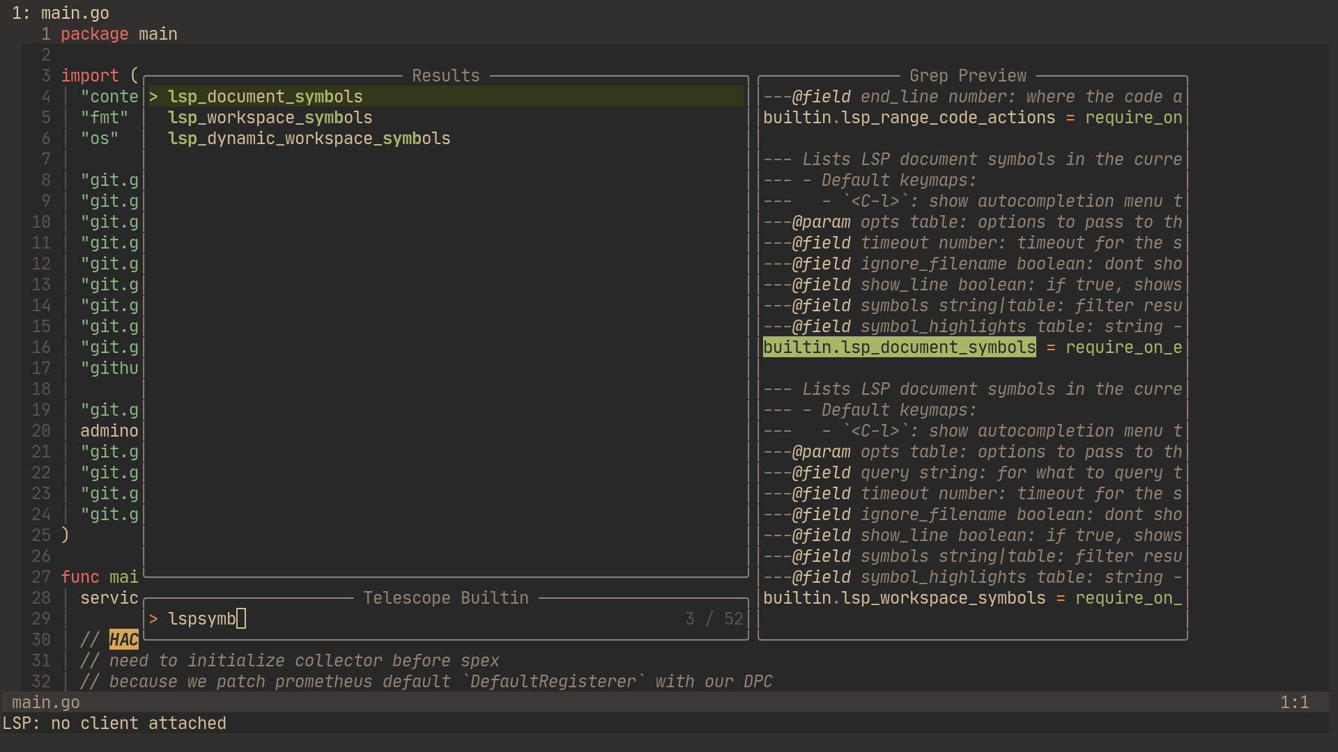 Cannot run any LSP picker from builtin picker · Issue #1678 · nvim-telescope/telescope.nvim · GitHub