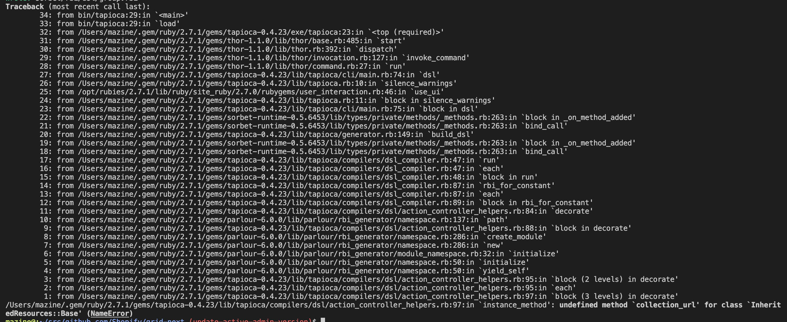 "tapioca dsl" errors when ActiveAdmin present · Issue #280 · Shopify ...