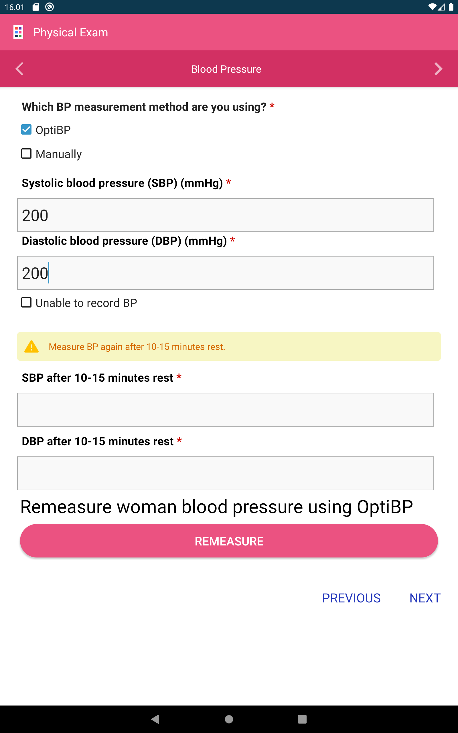 There is no button to navigate the users to the OptiBP apps if the BP ...
