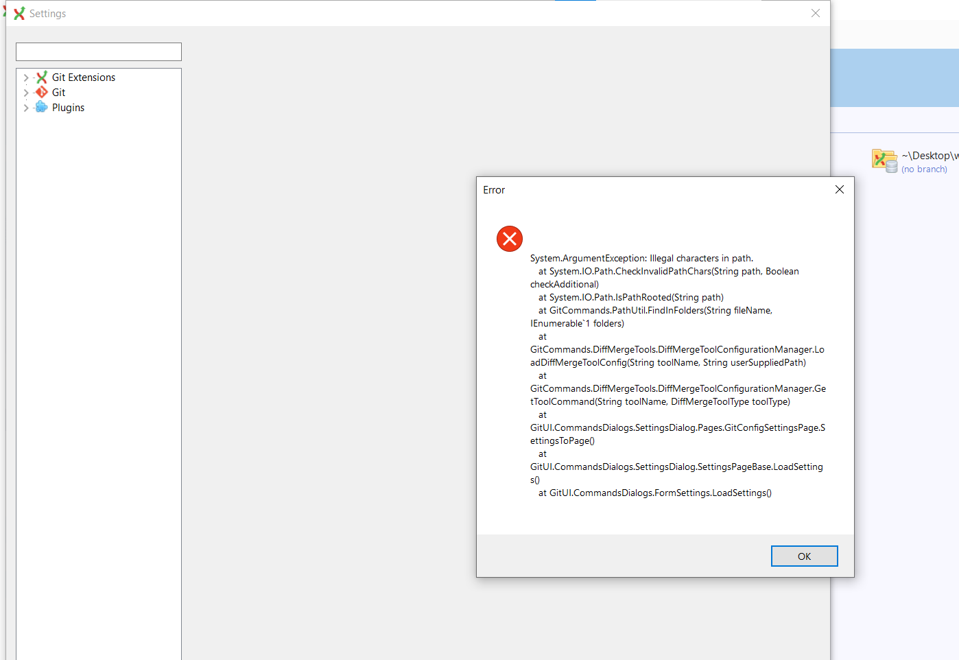 illegal character ,wrong path to merge tool cant open settings app crashes · Issue #10276 ...