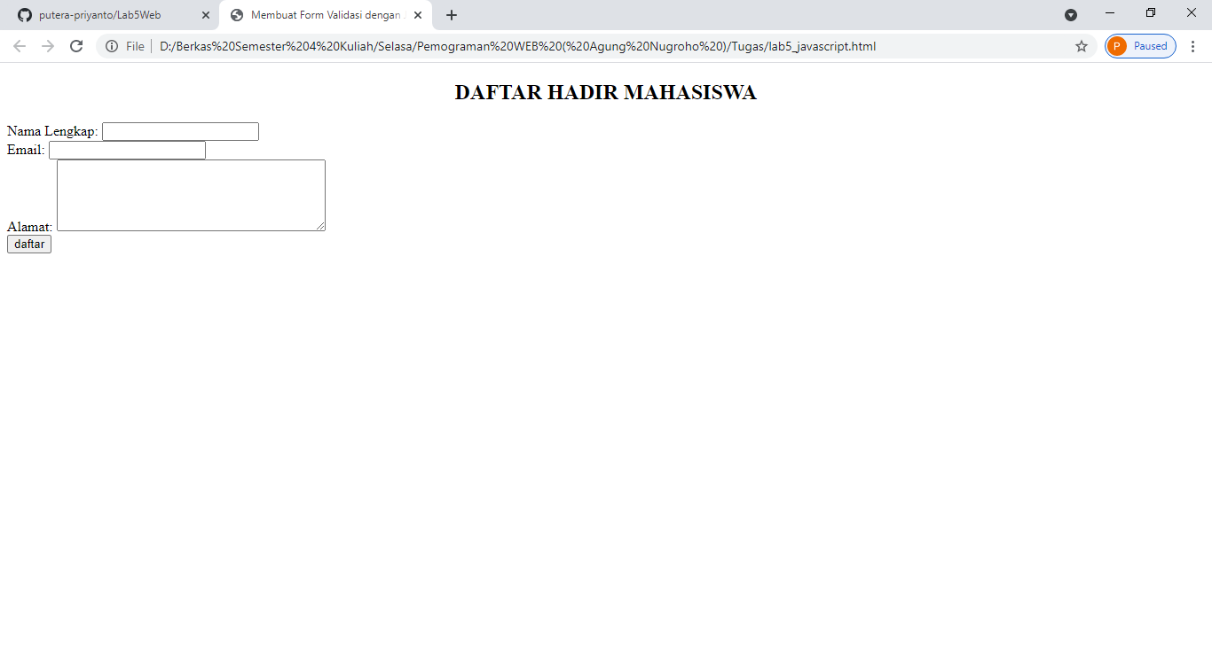 Github Putera Priyanto Lab5web