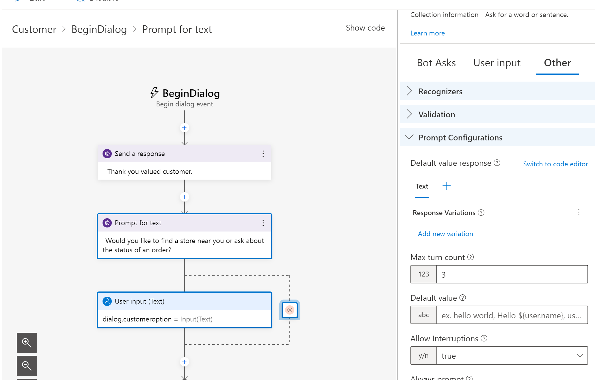 Main dialog options work in sub-dialogs · Issue #7105 · microsoft/BotFramework-Composer · GitHub