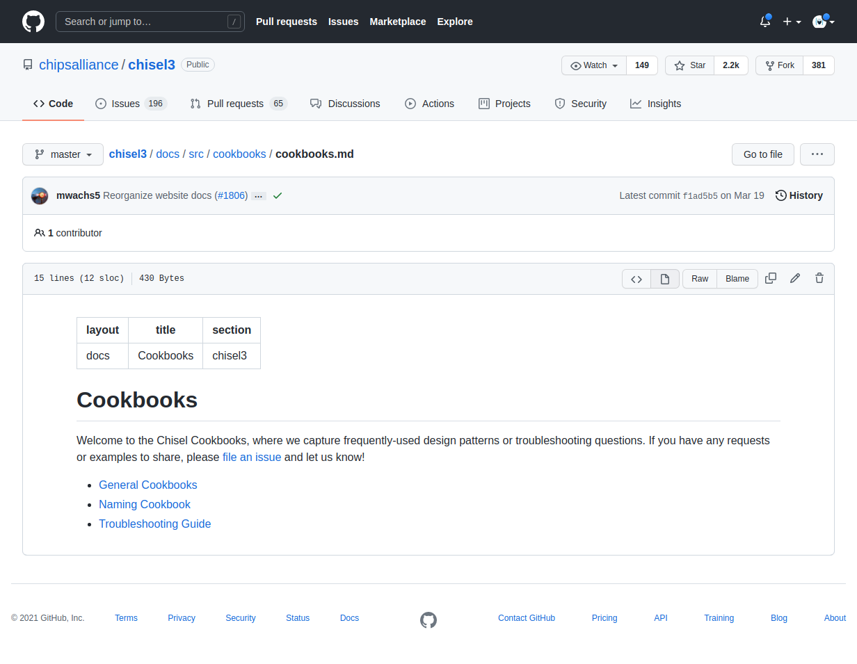 Some of the Cookbooks are missing from the list of Cookbooks · Issue #2163 · chipsalliance ...