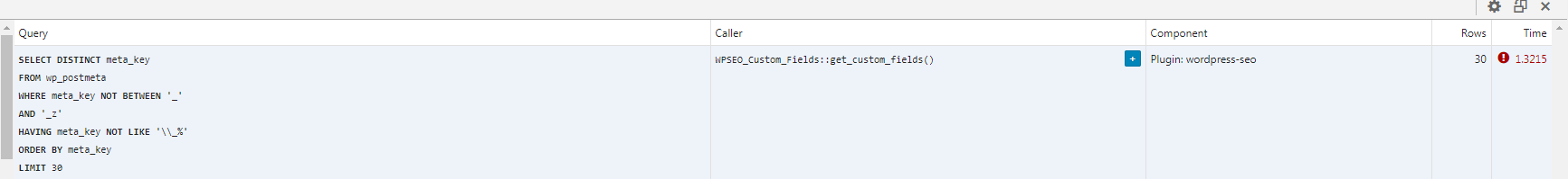 SELECT DISTINCT meta_key FROM wp_postmeta WHERE meta_key NOT BETWEEN '_' AND '_z' HAVING meta ...
