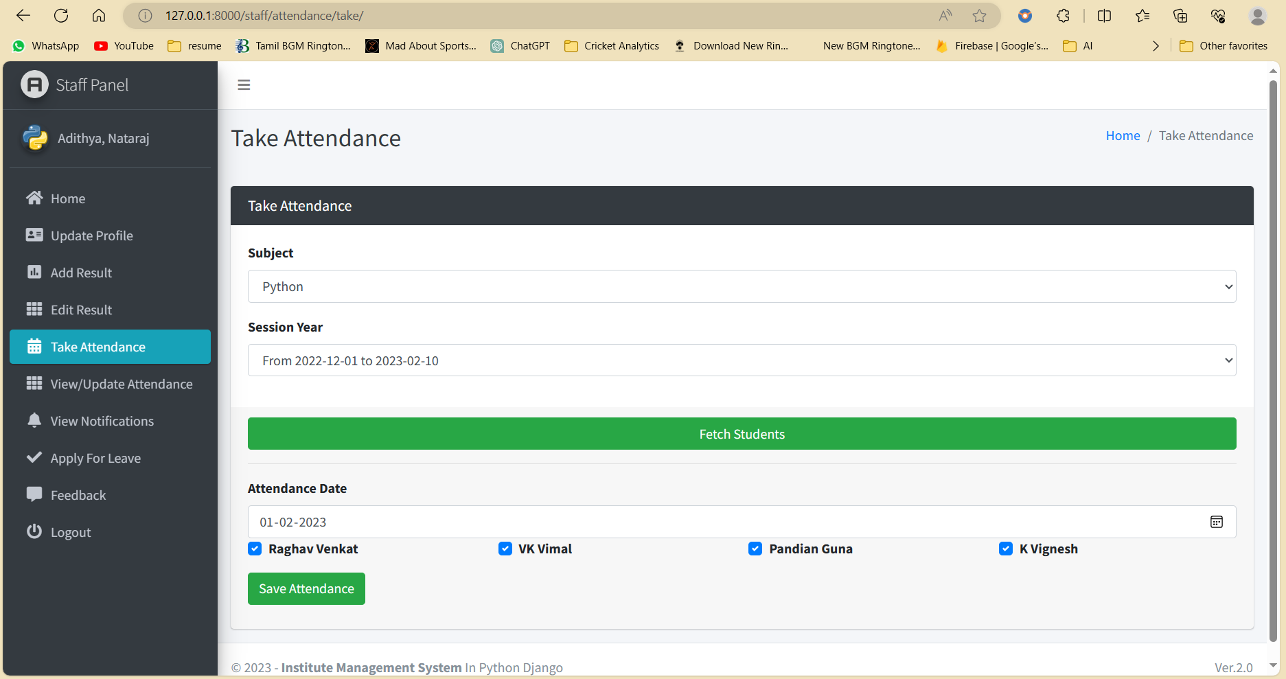 GitHub - NatarajAdithya/Institute-Database-Management-System--Django