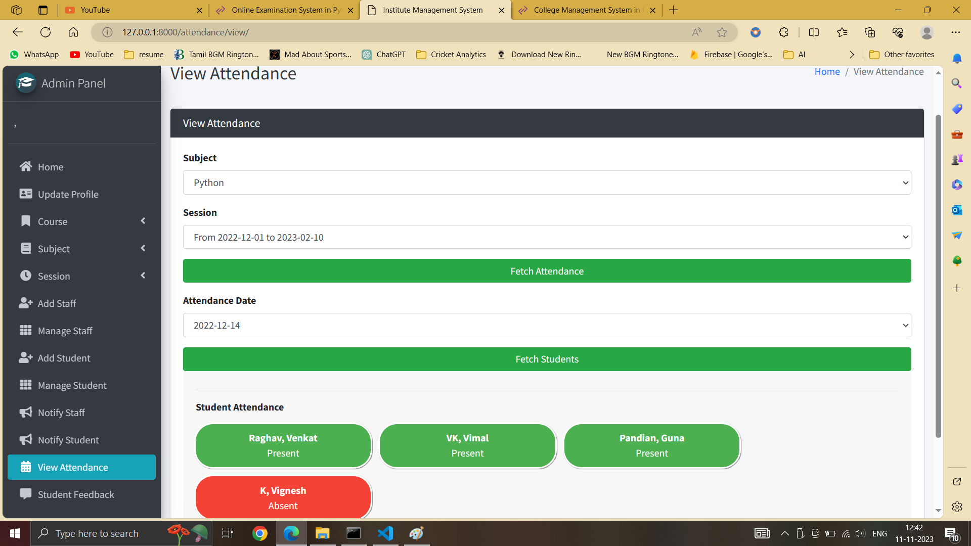 GitHub - NatarajAdithya/Institute-Database-Management-System--Django