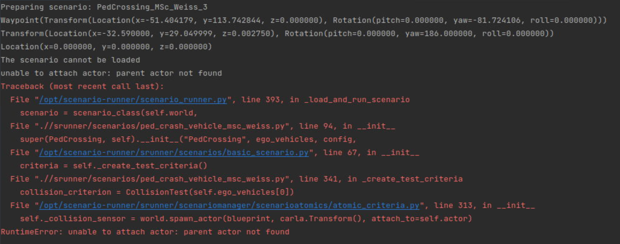 Scenario Runner: unable to attach actor: parent actor not found · Issue #798 · carla-simulator ...