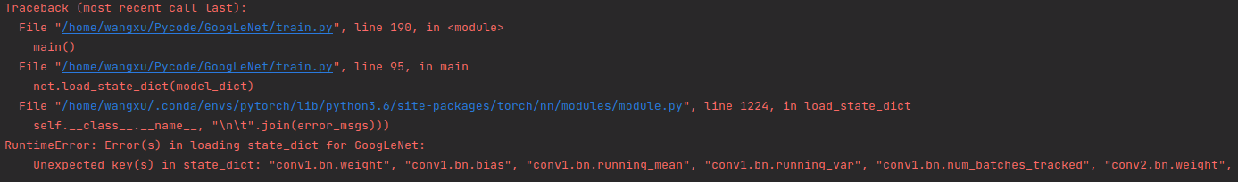 mismatch for inception3a.branch3.1.conv.weight: copying a param with shape torch.Size([32, 16, 3 ...