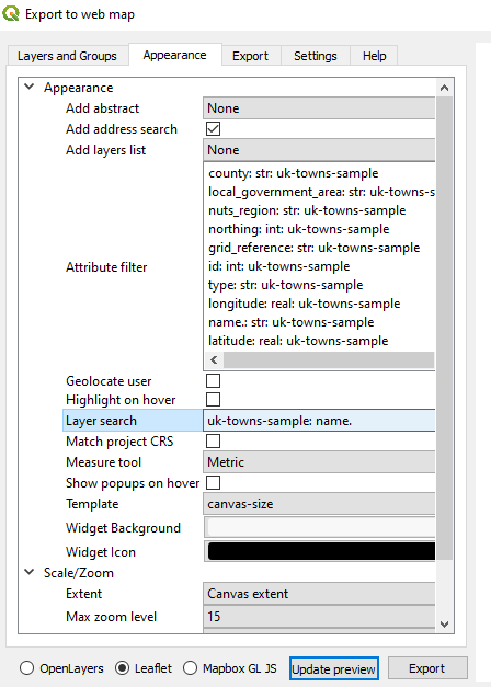 Leaflet layer search fails for fields which include a dot '.' · Issue #903 · qgis2web/qgis2web ...