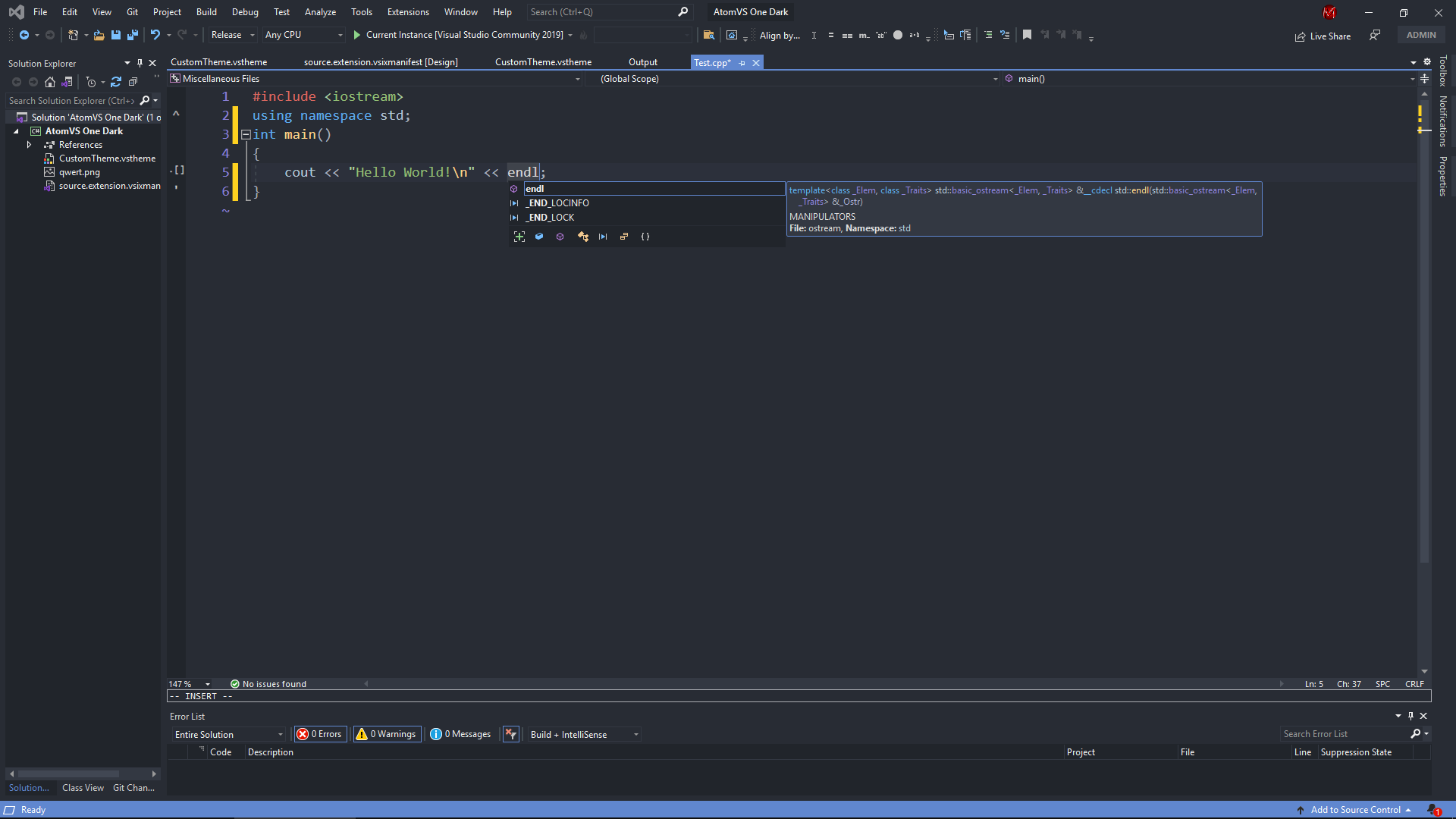 GitHub - Mik-813/AtomVS-One-Dark