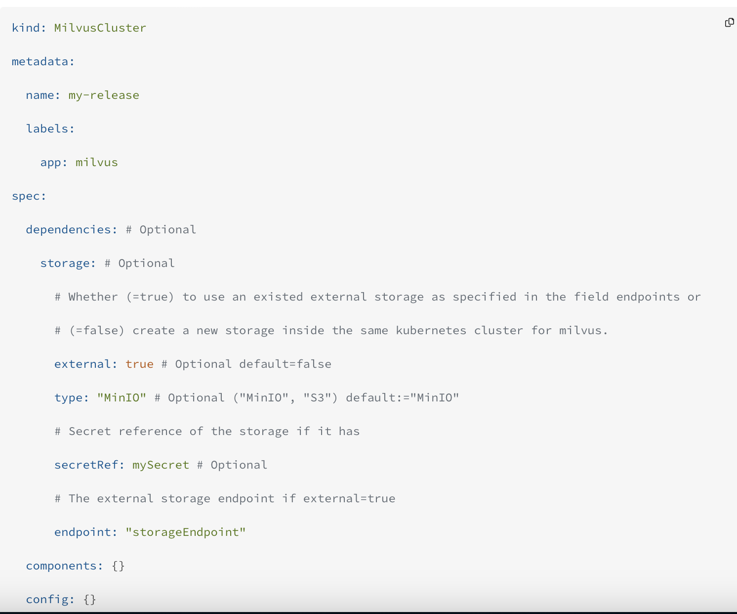 [Enhancement]: Milvus Operator Documentation · Issue #21803 · milvus-io/milvus · GitHub