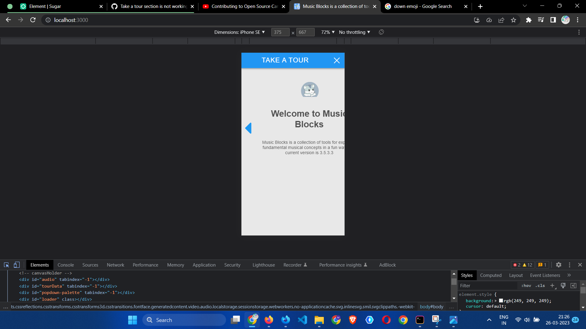 Take a tour section is not working on smartphone and also not responsive · Issue #3229 ...
