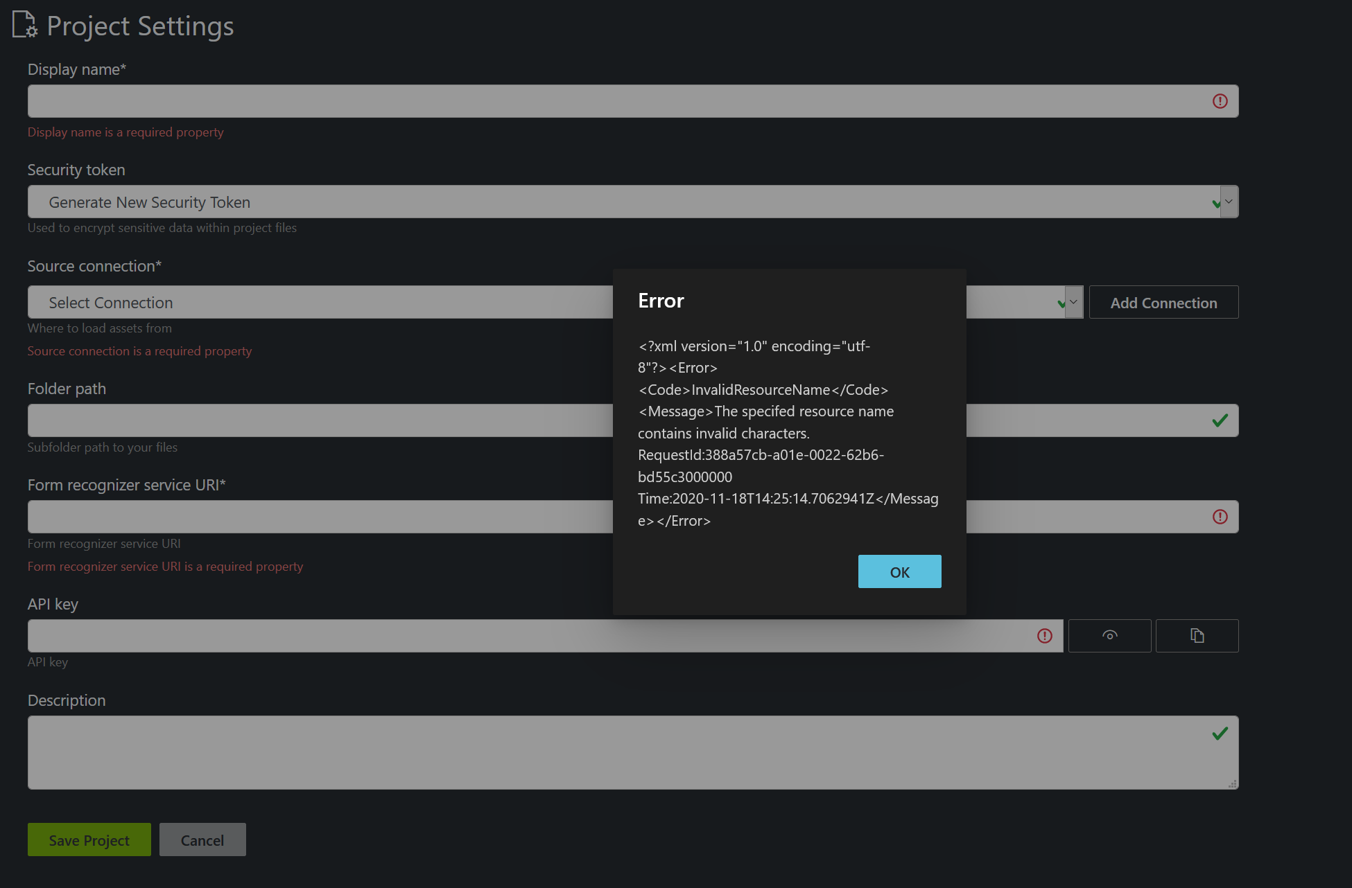 Received "InvalidResourceName" when creating new project · Issue #778 · microsoft/OCR-Form-Tools ...