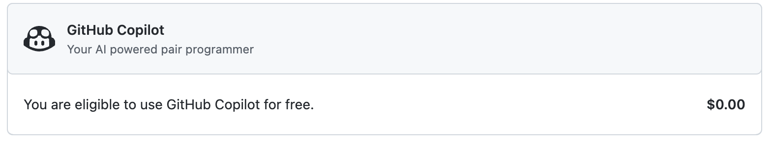 You are eligible to use GitHub Copilot for free. But vscode require subscription · community ...