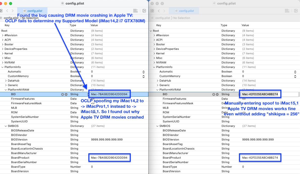 Bad spoofing iMac 14,2 to iMacPro1,1 instead iMac15,1 and consequent ...