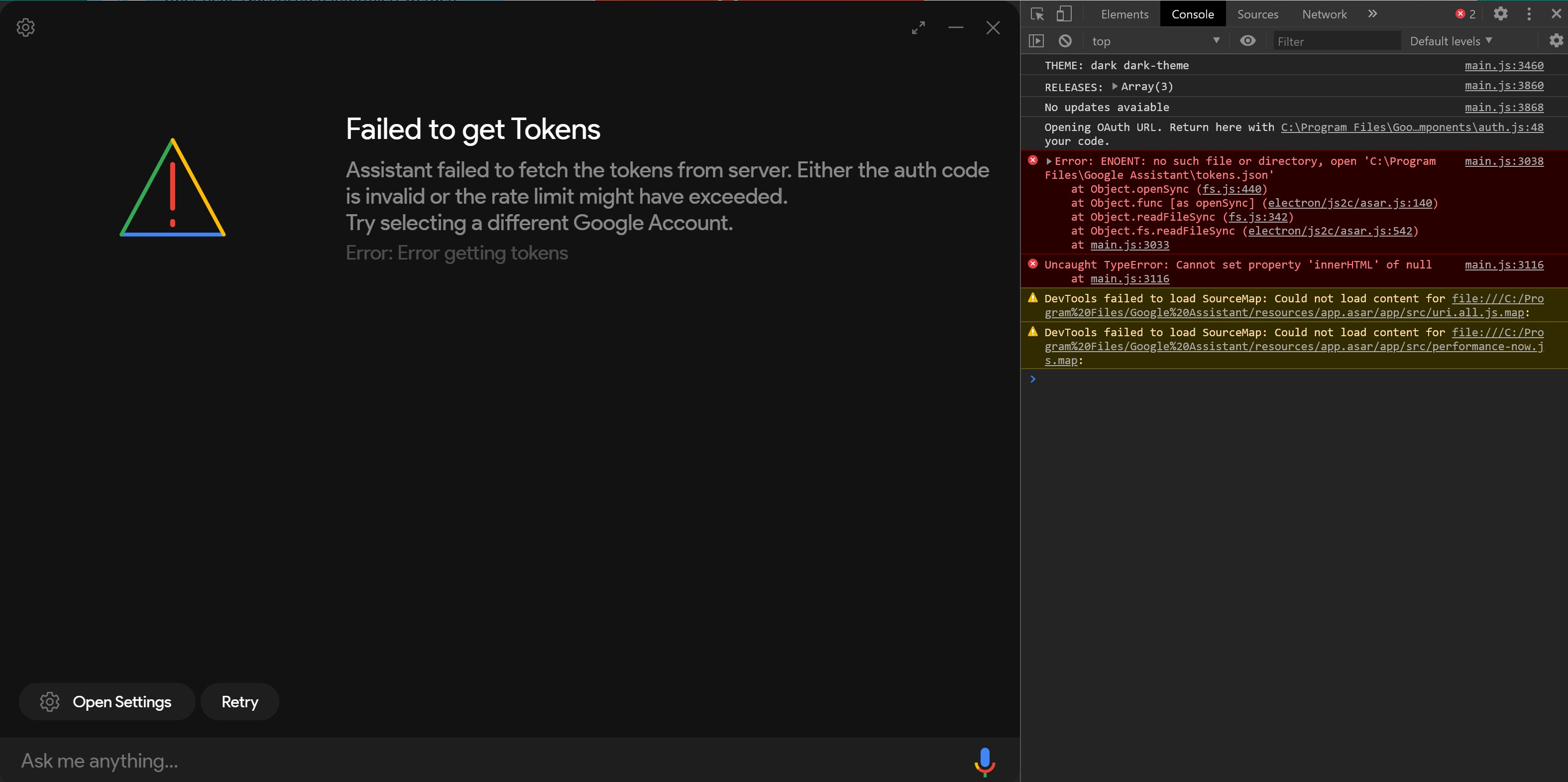 Failed To Get Tokens · Issue #223 · Melvin-Abraham/Google-Assistant-Unofficial-Desktop-Client ...