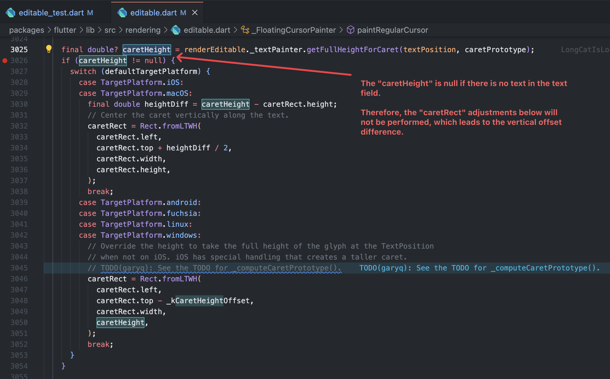 The cursor vertical offset in the TextField has incorrect position if there is no text in the ...