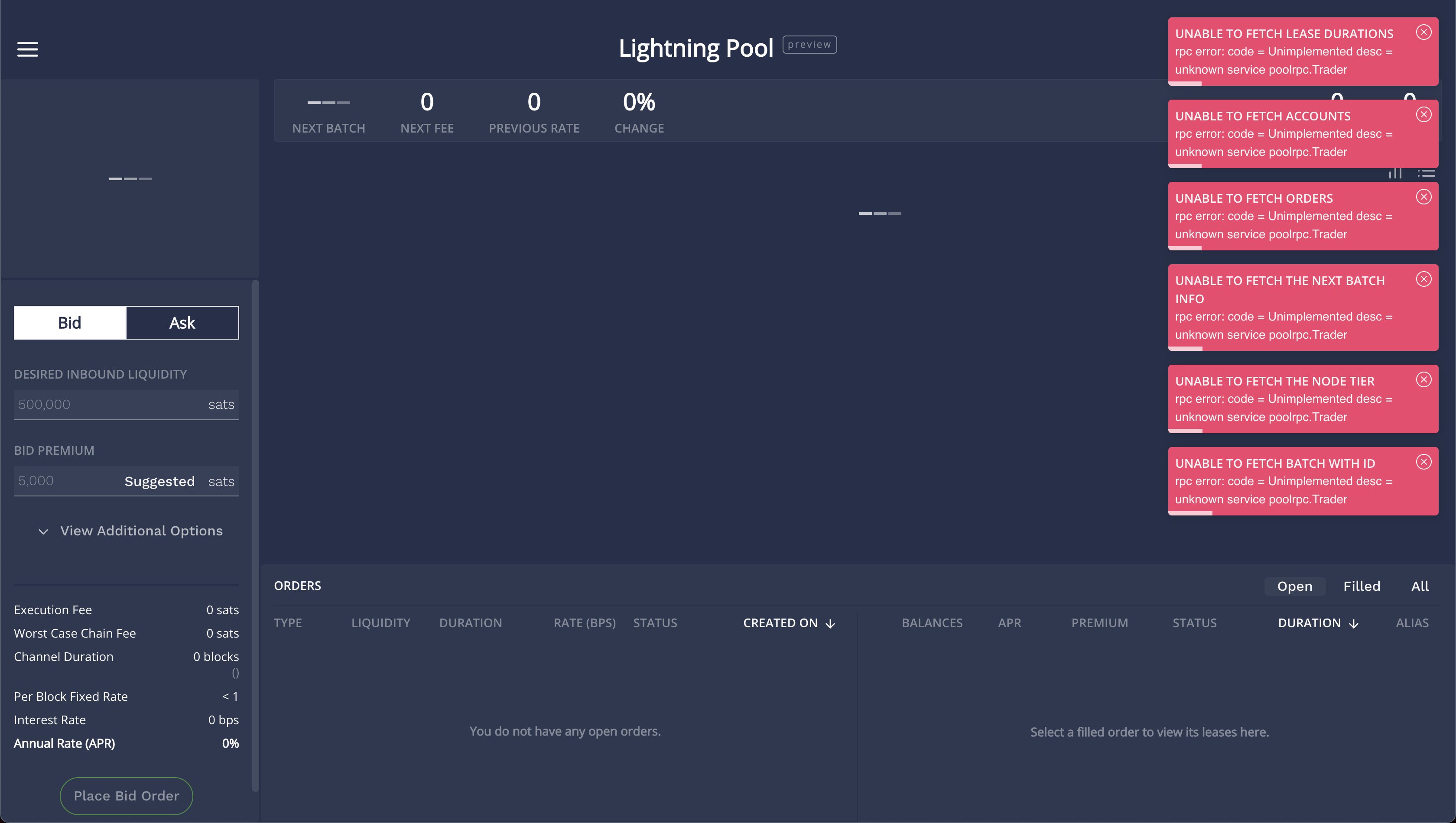 v0.6.3-alpha unable to fetch... rpc error: code = Unimplemented desc = unknown service poolrpc ...
