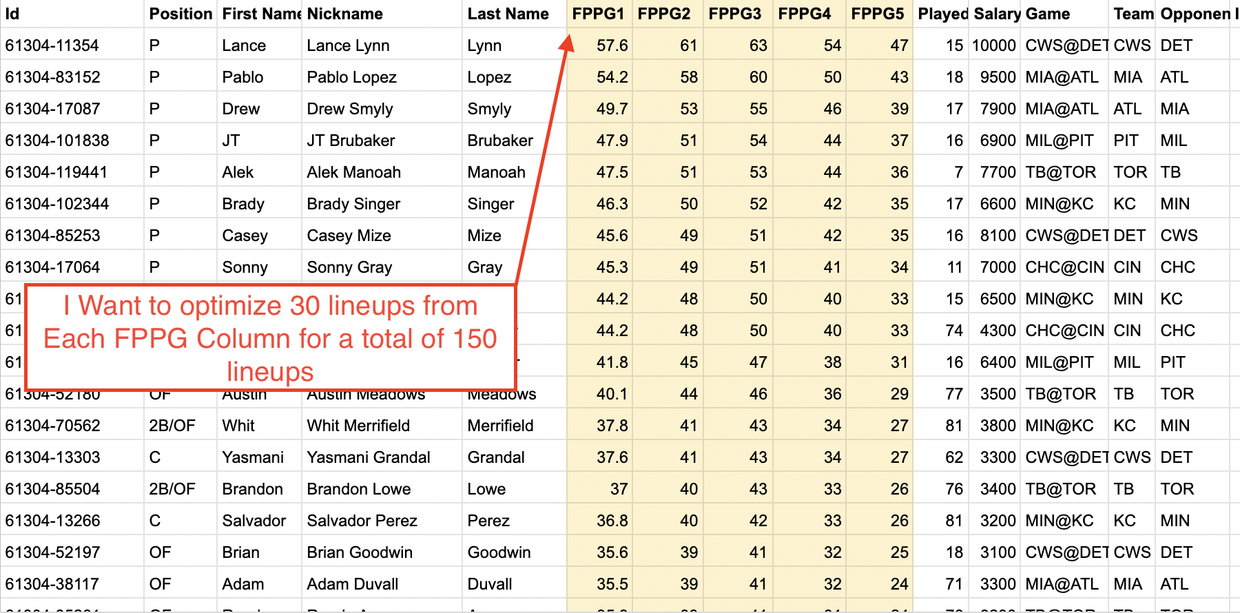Multiple Projection Source Columns in CSV for Optimization [Question] [Help] [Enhancement ...