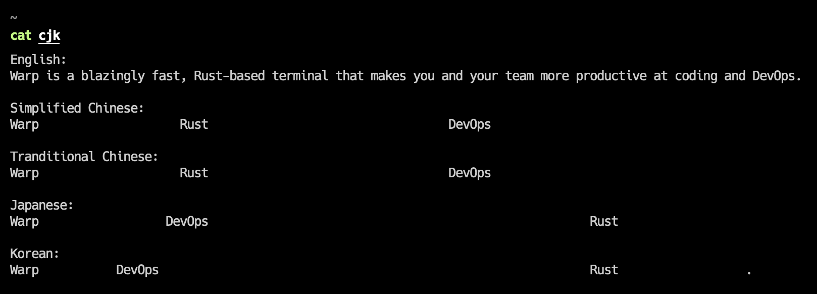 Core: Does not support CJK characters · Issue #327 · warpdotdev/Warp · GitHub