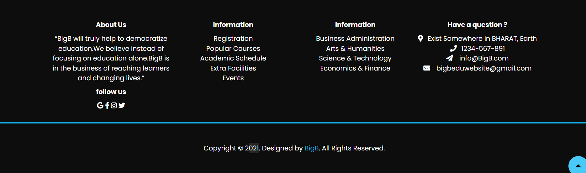 Change the year in the footer · Issue #176 · The-Shivam-garg/BigB-E-learn-Websit-e · GitHub