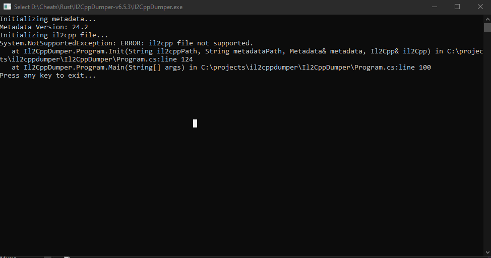 System.NotSupportedException · Issue #445 · Perfare/Il2CppDumper · GitHub
