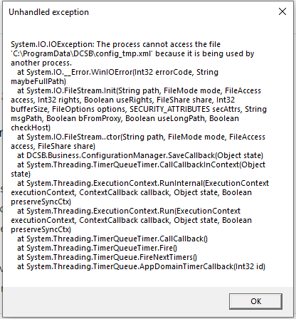 Unhandled Exception everytime I open the program · Issue #86 · Kalejin/DCSB · GitHub