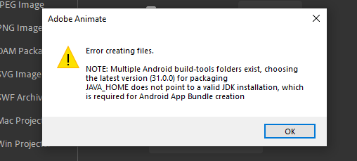 In Generating .aab Android App bundle, I keep getting the following Error. JAVA_HOME does not ...
