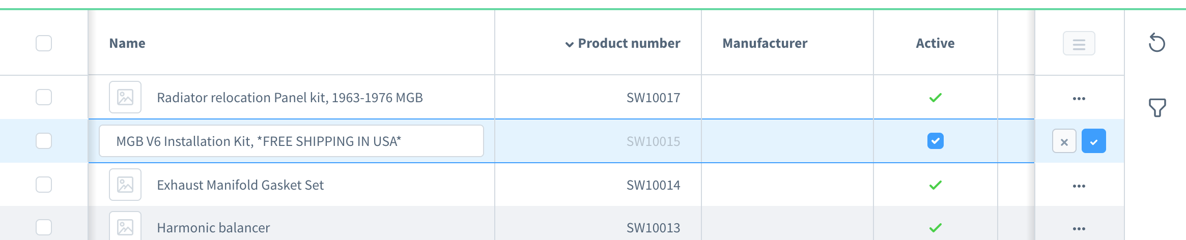 Backend - Ability to Edit Product Number and other fields in product ...