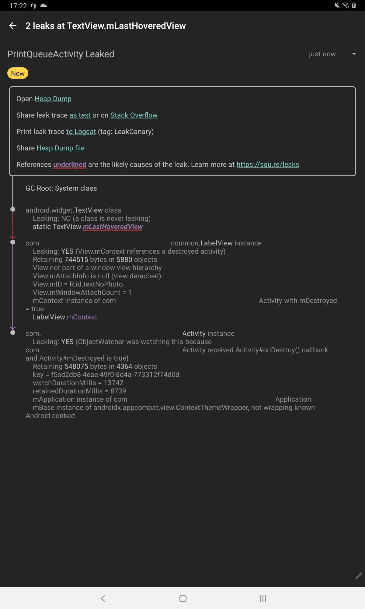 TEXT_VIEW__MLAST_HOVERED_VIEW exists on Lollipop as well. · Issue #220 · square/leakcanary · GitHub