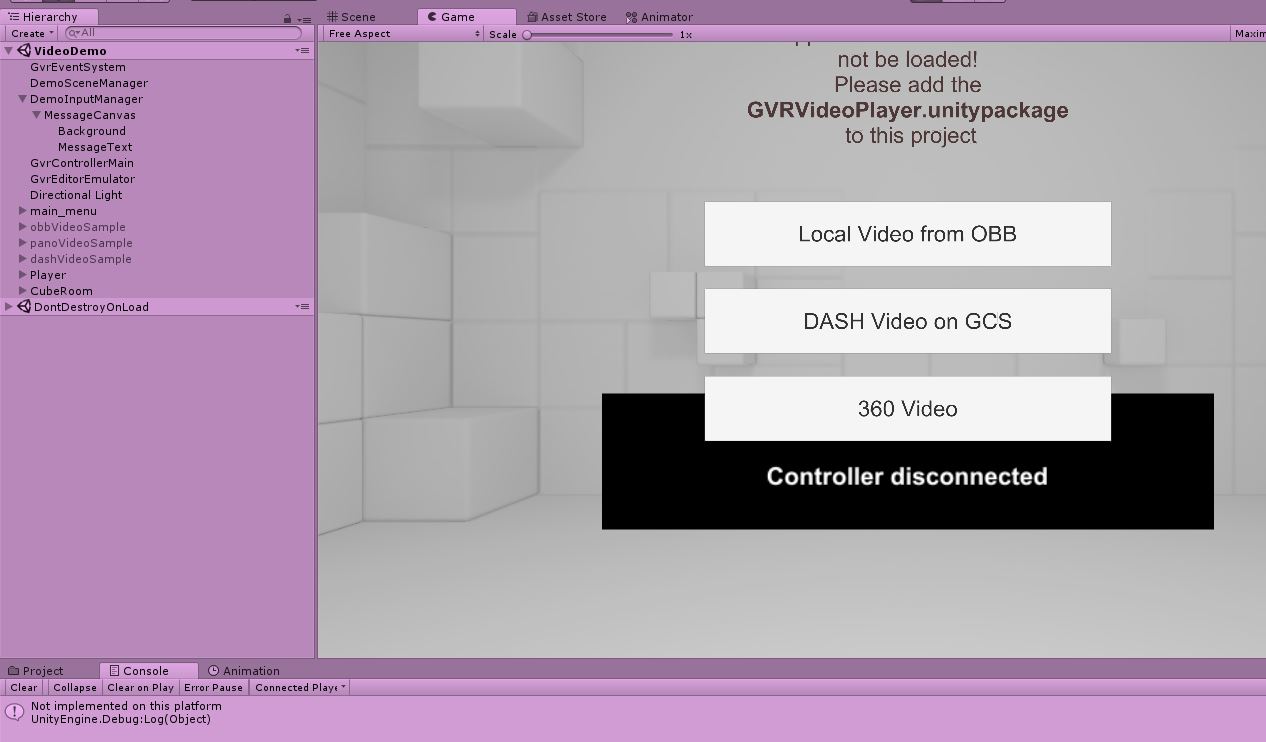 VideoDemo Scene doesn't work even with GVRVideoPlayer.unitypackage imported · Issue #830 ...