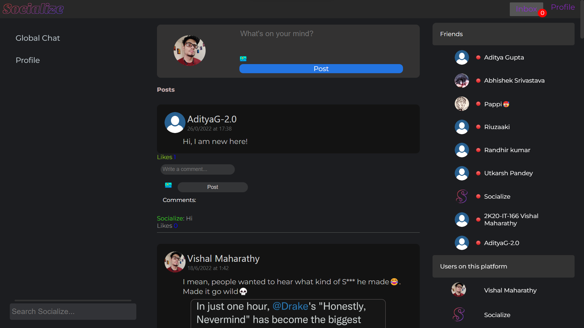 GitHub - Vishal-Maharathy/Socialize