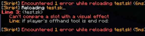 Can't use certain items with "if player's tool is" or "if player's offhand tool is" · Issue ...